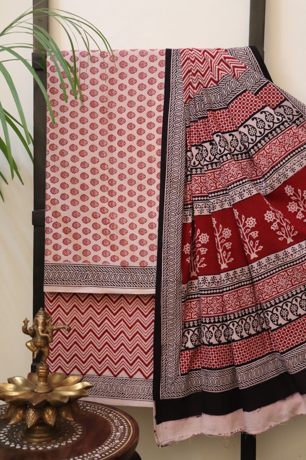 Bagh Hand Block Printed Cotton Suit - 3 Piece Set | Mooldhaga